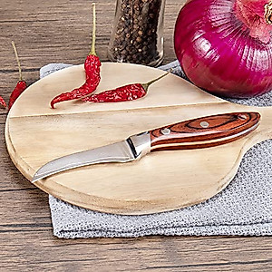 3-Inch Damascus Paring Knife with Damascus Steel Tourne Knife Curving Blade and Pakkawood Handle, Sharp Fruit Peeling Knife Perfect for Slicing and Trimming