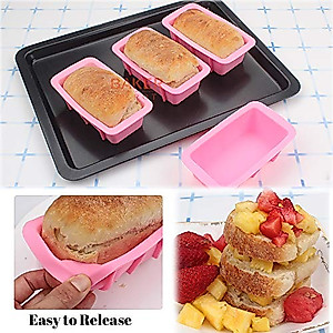 BAKER DEPOT Silicone Mini Bread Loaf Pans for Baking Nonstick Small Toast Cake Bakeware 6.5 inch Rectangle Mould DIY Handmade Soap Set of 4