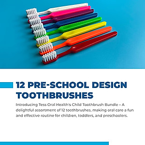Tess Oral Health Child Toothbrush Bundle - Gentle Dental Care for Toodler, Kids and Children. Made in The USA.