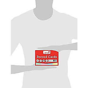 Silvine 6x4" Multi-Coloured Record Cards - Lined with Headline, 100 Cards per Pack. Ref 564AC (152 x 101mm)