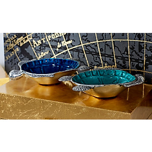 Deco 79 Aluminum Turtle Serving Bowl, Set of 3 8"W, 2"H, Silver