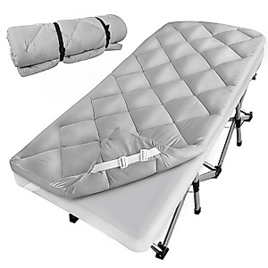 Cot Mattress Pad (Improved Thickness) Quilted Cot Pads for Camping, Camping Sleeping Mat Soft Comfortable Cot Mattress Topper 30" X 75" Camping Mattress Pad for Camp Cot/Rv Bunk/Narrow Twin Beds, Gray