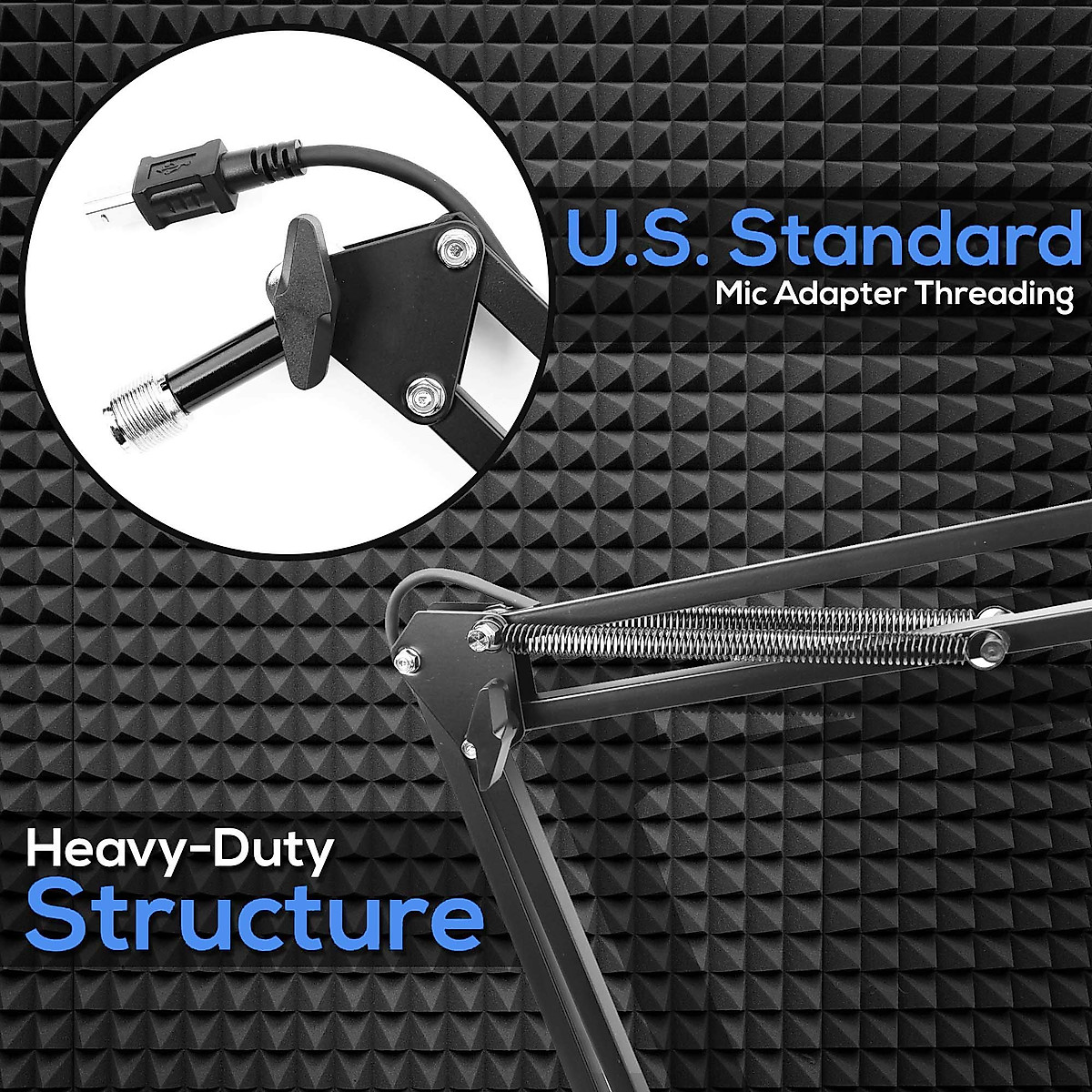 PYLE-PRO USB Suspension Boom Microphone Stand - Adjustable Compact USB Microphone Arm Stand, Durable Steel for Radio Broadcasting Studio, Voice-Over Sound Studio, Stages, and TV Stations PMKSHUSB04.5