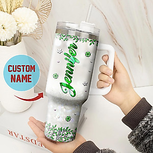 WAZONE Personalized Chameleon Tumbler 40oz with Handle and Straw Custom Name I Just Freaking Love Chameleons Stainless Steel Tumblers Jewelry Style Travel Mug Gifts for Women Animal Lovers