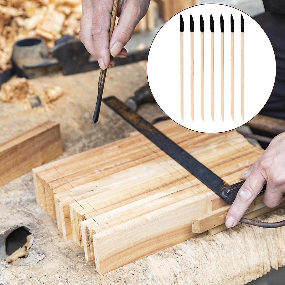 Sanding Sticks 50 Pack Tight Spaces Matchsticks Slanted Sanding Twigs Fine Detailing Sanding Sticks for Plastic Models Wood Hobby