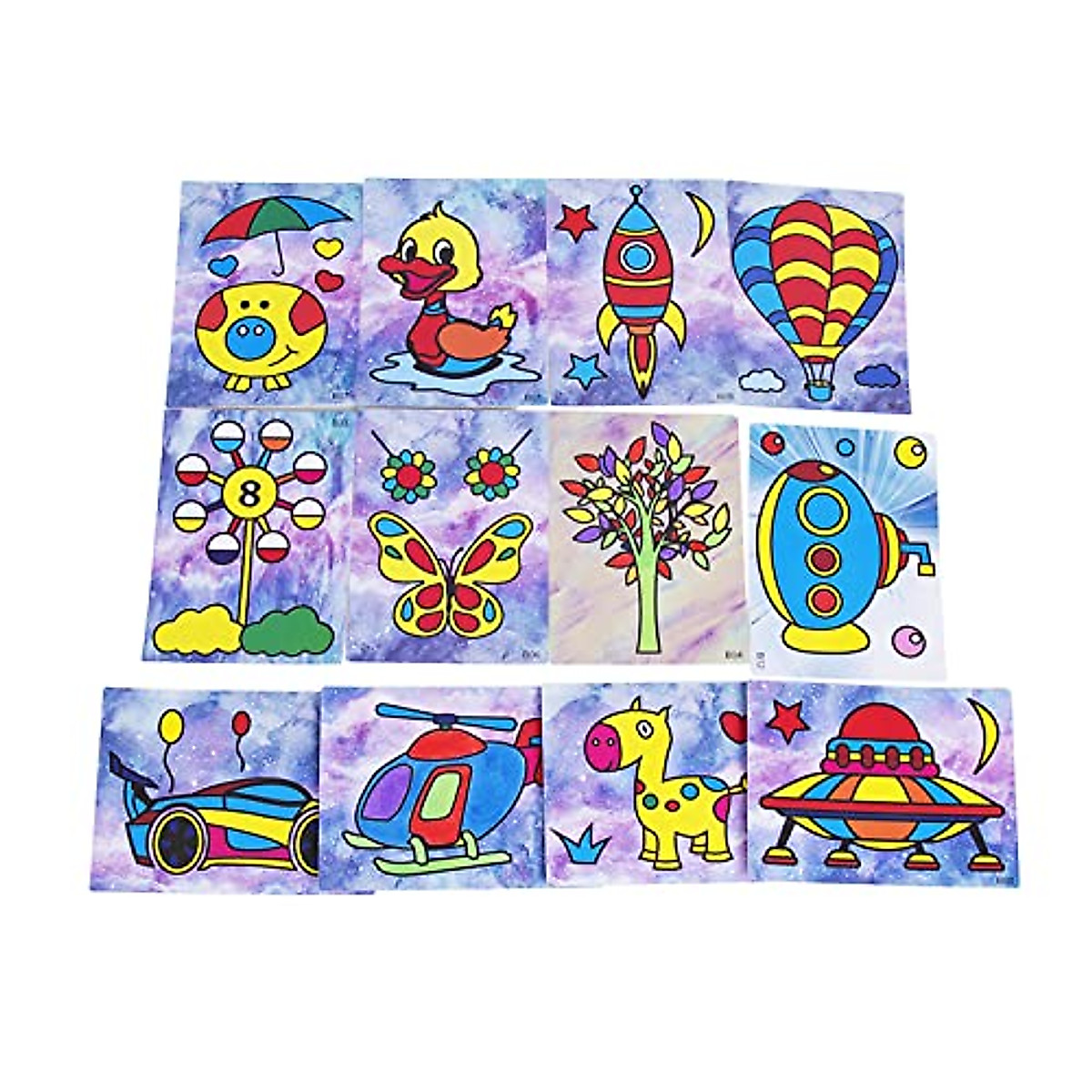 Berry President Sand Painting Cards Art Kids Coloring DIY Paper Craft Kit with 12 Bottles Colored Sand for 4 5 6 7 Year Old Children Kids (12 Bottles, Green)