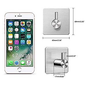 Adhesive Hooks Towel Hangers Wall Door Holder Heavy Duty Stick for Hanging Coat Clothes on Bathroom Kitchen Home Without Nails-Set of 4