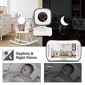 Axvue Video Baby Monitor, Comfortable Slim Design Handheld Enclosure, 4.3" Screen Monitor & 2 Camera, Range up to 1000ft, 12 Hour Battery Life, 2-Way Talk, Night Vision, Temperature Monitor, No WiFi