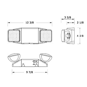 LIT-PaTH LED Emergency Lighting Fixtures with 2 LED Heads and Back Up Batteries- US Standard Exit Light, UL 924 and CEC Qualified, 120-277 Voltage, 1-Pack