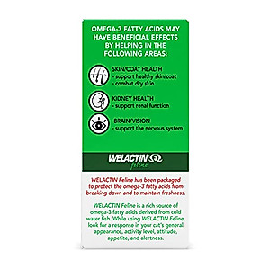 Nutramax Welactin Omega-3 Fish Oil Skin and Coat Health Supplement Liquid for Cats - 4 Ounce