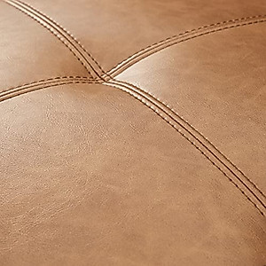 CHITA Mid-Century Sofas Furniture 73.2''W Faux Leather Sofa Couch Sets for Living Room Apartment, Cognac Brown