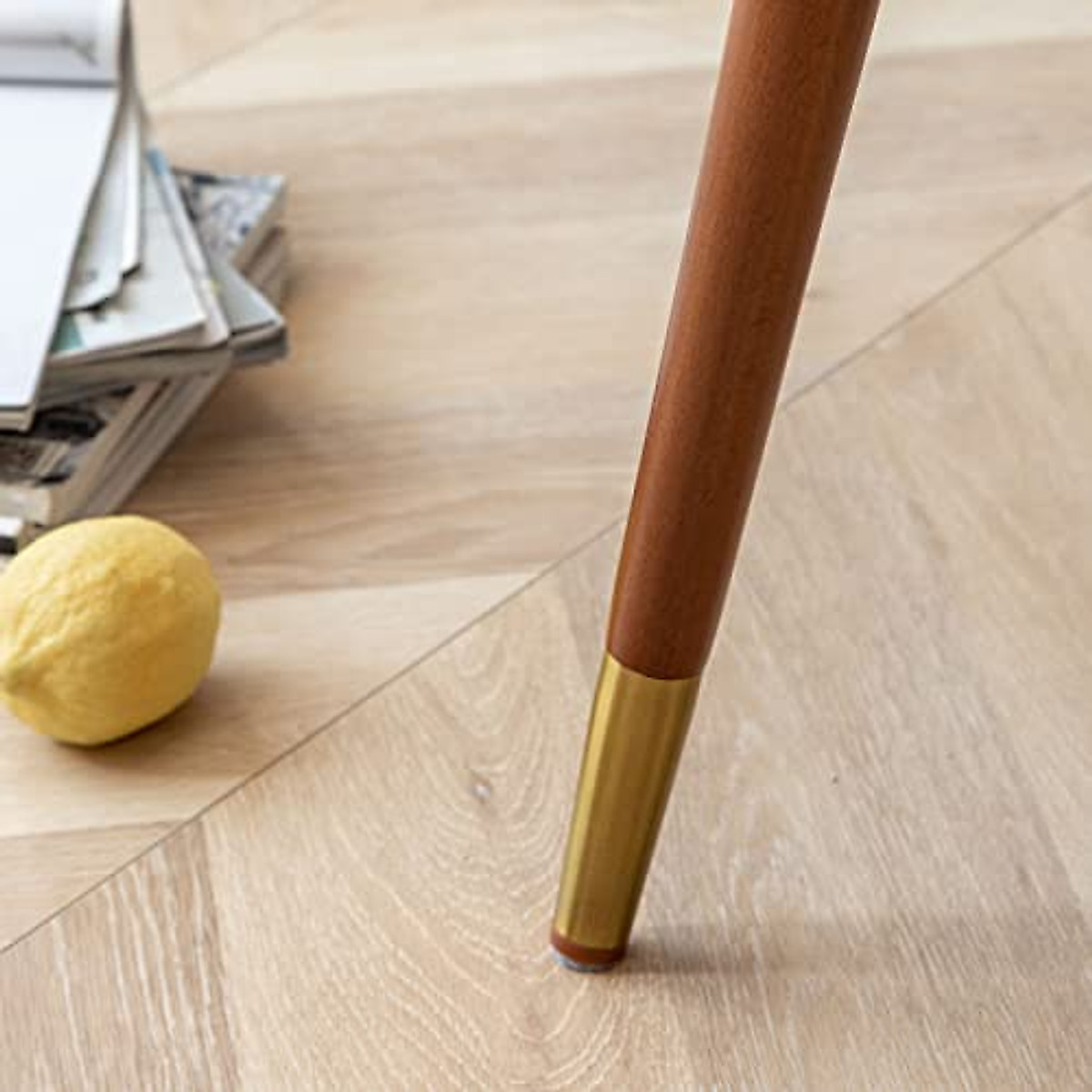 LUNLING Mid Century Modern Dining Room Chairs Faux Leather Upholstered Chairs,Metal Side Chairs with Walnut Wood Frame for Kitchen Dining Living Room Chairs(Orange 1PCS)