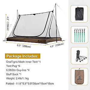 OneTigris 2 Person Mesh Tent, 3 Openings Screen Shelter with Waterproof Bathtub Floor for Outdoors Camping Lightweight Backpacking Thru-Hiking Travel Patio