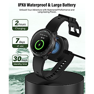 GPS Smart Watch for Men Women, Rugged Outdoor Watch with GPS and Compass, Fitness Tracker with Heart Rate Blood Oxygen Sleep Monitor, IP68 Waterproof, 1.32" Touch Screen, Compatible Android iOS iPhone