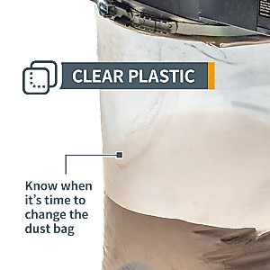 POWERTEC 70009V Clear Plastic Dust Collection Bag, 19-1/2 Inch Dia x 33-Inch, 5-Pack Dust Collector Bags for machine with 19"Filter Drum, 5 Pack