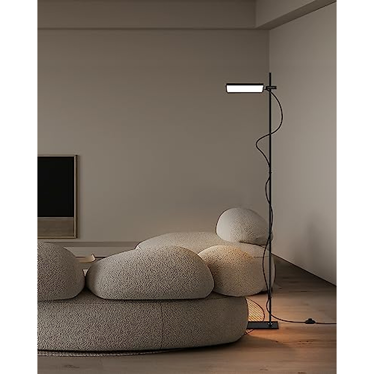 VISDANFO Modern Floor Lamp, 360 Degree Rotation Sky LED Floor lamp Office Lighting, Bright LED Standing Pole Light, Tall Lamps for Living Room,Bedroom,Reading,Study Room (Black)