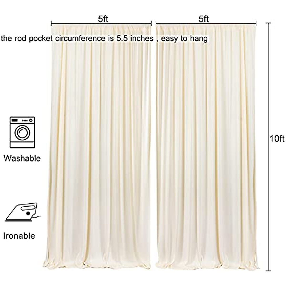 10x10ft Champagne Wrinkle Free Thick Fabric Backdrop Curtain Drapes Beige Backdrop Panels Background for Wedding Birthday Baby Shower Party