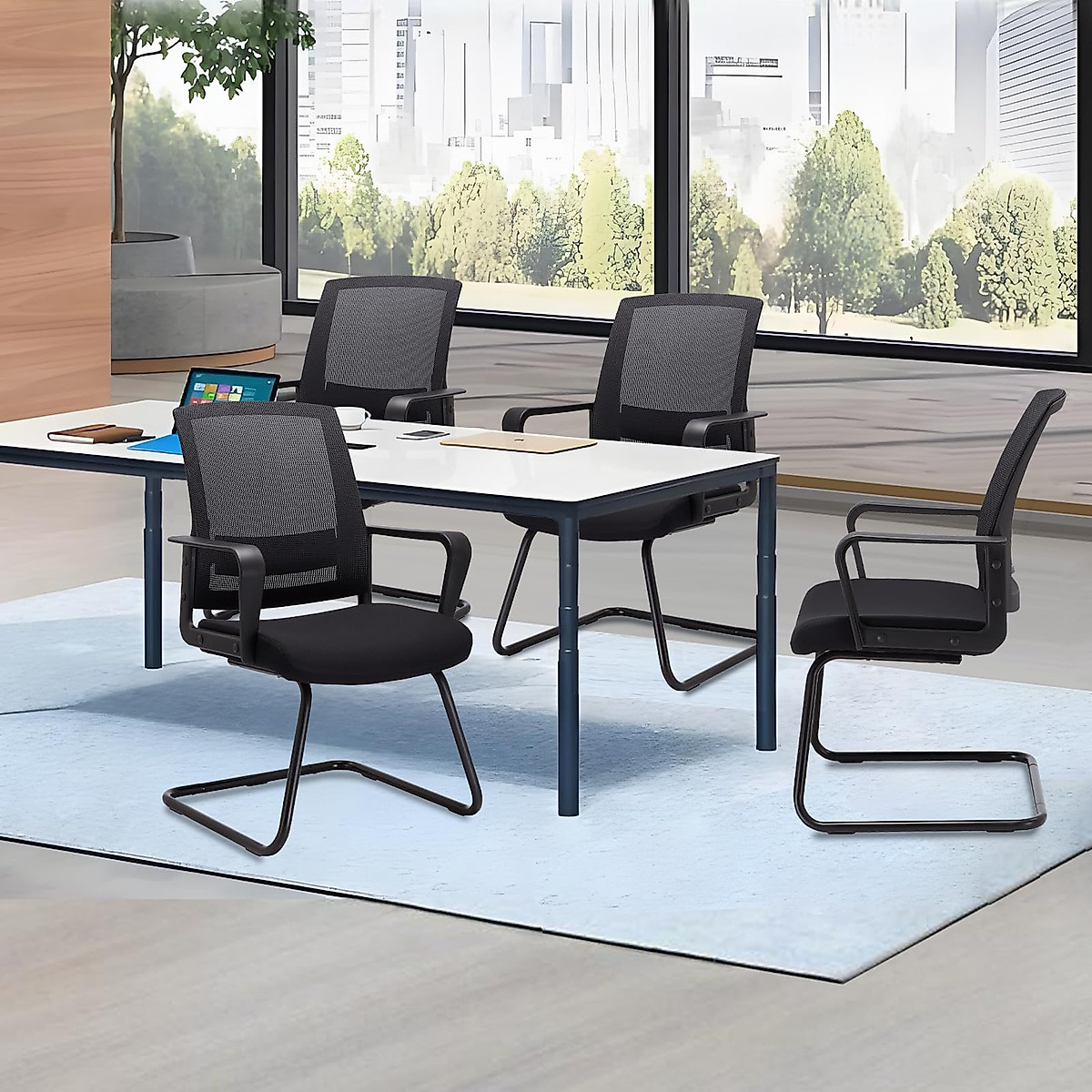 CLATINA Office Guest Chair with Lumbar Support and Mid Back Mesh Space Air Grid Series for Reception Conference Room