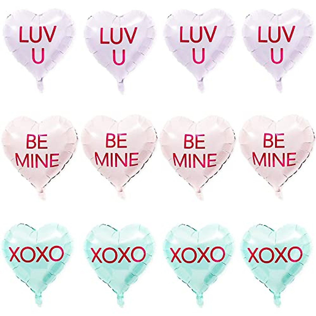 Conversation Candy Heart Balloons for Valentine Party Decorations (12 Pack)