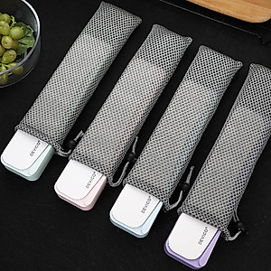 DEVICO Travel Utensils, 18/8 Stainless Steel 4pcs Cutlery Set Portable Camp Reusable Flatware Silverware, Include Fork Spoon Chopsticks with Case (Pink)