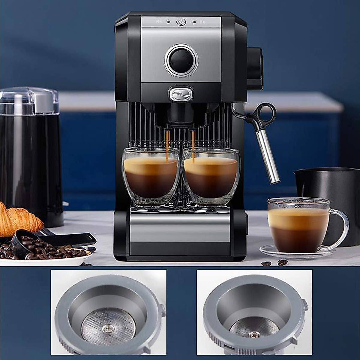 ROLTIN Espresso Coffee Machine Maker 20 Bar, Capuccino, Frothing Milk Foam, 1250W,Steam Nozzle Capacity 0.97L Removable Drip Tray Compatible with Preparing Drinks