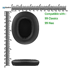 Geekria QuickFit Protein Leather Replacement Ear Pads for Meze 99 Classics, Meze 99 Neo Headphones Earpads, Headset Ear Cushion Repair Parts (Black)