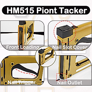 HM515 Point Driver, Manual Framing Tool with 1000PCS Flexible Points, 15mm(5/8”) Length Lightweight Flex Point Tacker for Picture Framing Joiner DIY