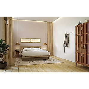Amazon Basics Rectangular Wall-Mounted Farmhouse Coat Rack, 5 Hooks, White