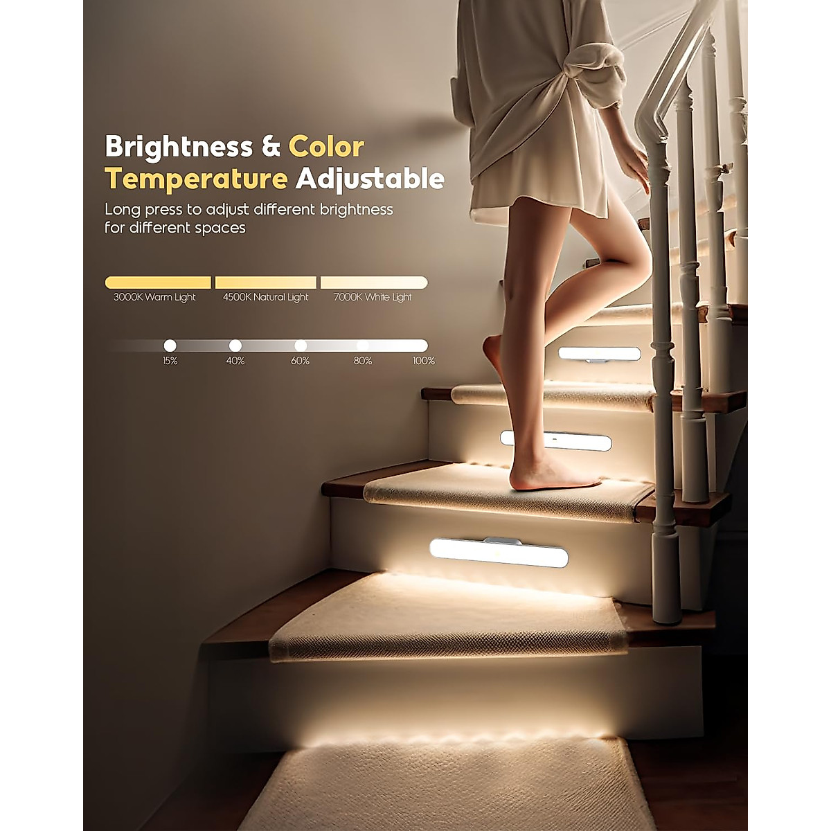 Rossetta Under Cabinet Lights, 78 LED Battery Operated Lights Closet Lights Motion Sensor Light Indoor, Wireless Rechargeable Night Light Under Cabinet Lighting for Kitchen Closet Stairs Hallway