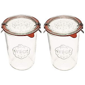 Weck Canning Jars 743 - Mold Jars made of Transparent Glass - Eco-Friendly - Storage for Food, Yogurt with Air Tight Seal and Lid - 3/4 Liter Tall Jars Set - Set of (2 Jars)
