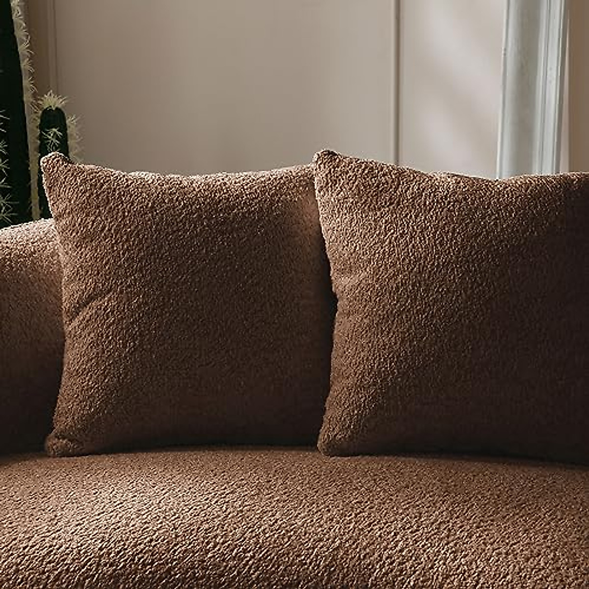 ERYE 102" 5 Seats Teddy Fleece Boucle Curved Sofa, Modern Half Moon Comfy Sectional Leisure Couch, Beautiful Freestanding Sofa&Couch for Living Room, Professionally Perfect Shape More Decorative