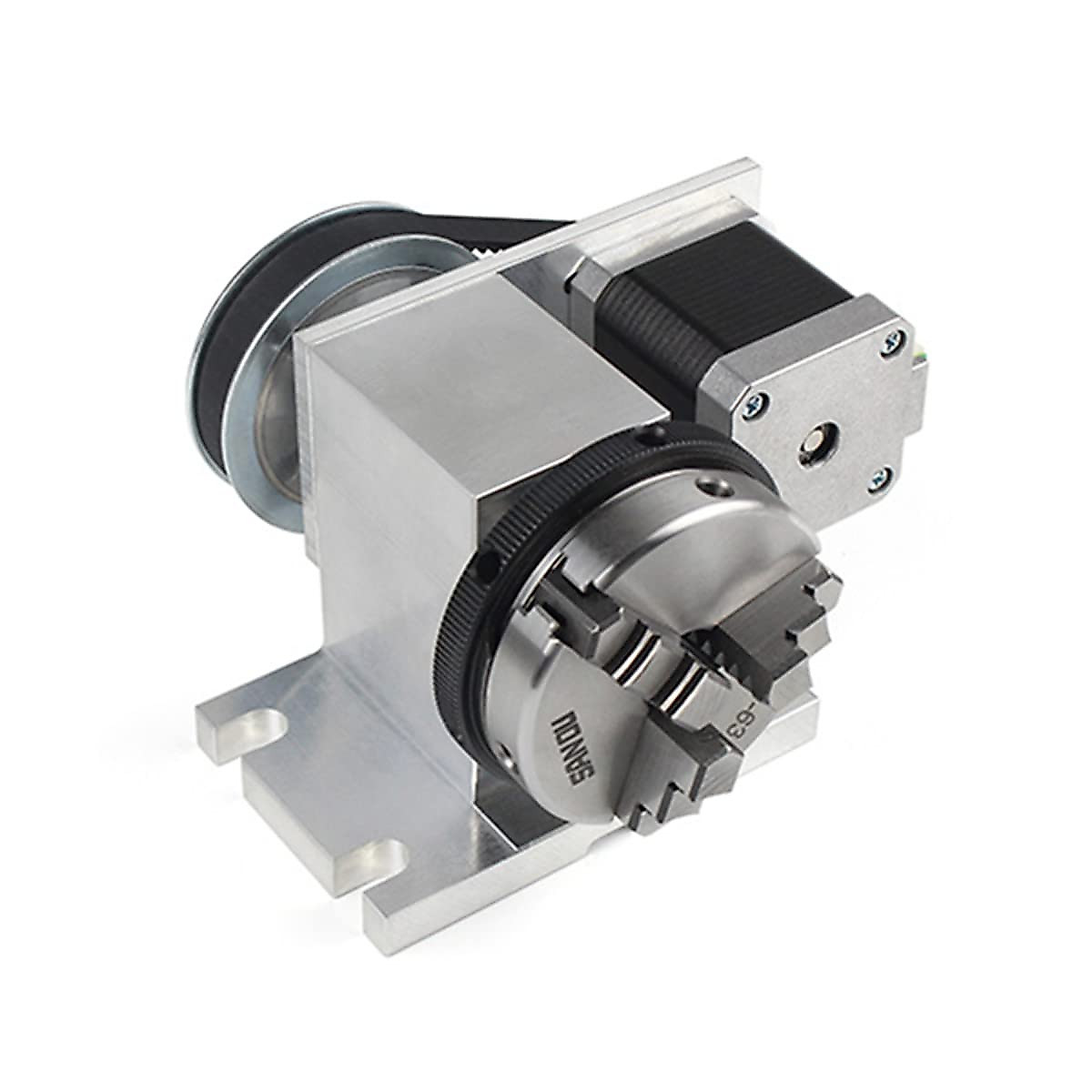 CNC Milling Machine Rotational Axis CNC Router Rotary Table Rotary a axis 4th Axis 65mm 3 Jaw Chuck Dividing Head w/ Nema17 stepper motor w/ 54mm Tailstock Reducing ratio 4:1 for CNC Engraving Machine