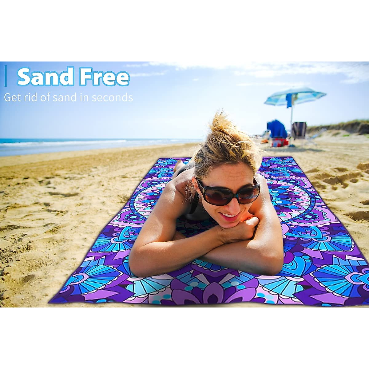 Qinqinamu 2 Pack Microfiber Oversized Lightweight Beach Towel 71"x32" Extra Thin Large Sand Free Towels Travel Swim Pool Yoga Gym for Adults Women Men Beach Essentials Accessories Vacation Gift