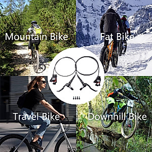 Cyclon MTB Hydraulic Disc Brakes Set, Black/Red Aluminum Alloy Hydraulic Brakes for Mountain Bike Left Front 1000mm Right Rear 1700mm Hydraulic Bicycle Brakes with is/PM Adapter Fit 160mm Rotor