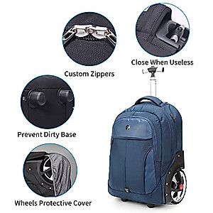 Glodiar AOKING 18/20 Inch Big Wheeled Water Resistant Travel Business Rolling Wheeled Backpack with Laptop (20 inch, Blue)