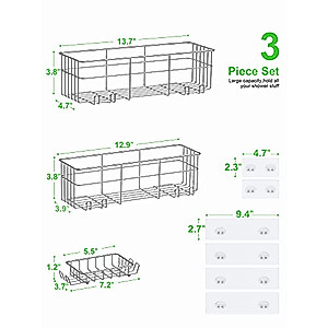SMARTAKE Shower Caddy Bathroom Organizer with Soap Holder and 6 Hooks, Adhesive Shower Deep Basket Shelf Big Capacity, Rustproof 304 Stainless Steel Shower Rack Storage Shampoo for Bathroom 3 Pack