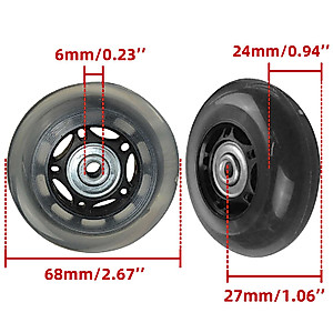 Miayaya Luggage Suitcase Wheels Replacement Kits 68mm x 24mm Universal Rubber Swivel Two Conner Angle Wheel Trolley Casters Bearings Tools Carry-On Garment Bag Hard Case Repair Set Quietness Durable