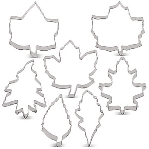 LILIAO Leaf Cookie Cutter Set - 7 Pieces - Maple Leaf, Rose Leaf, Ivy Leaf, Oak Leaf - Stainless Steel