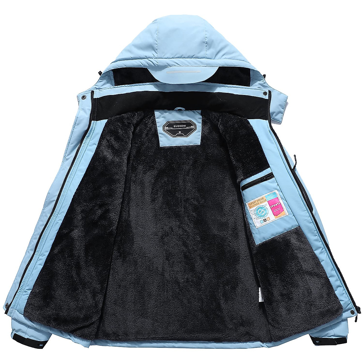 SUOKENI Women's Waterproof Warm Winter Snow Coat Hooded Raincoat Ski Snowboarding Jacket