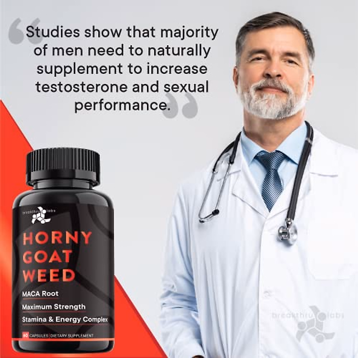 Horny Goat Weed by Breakthru Labs 1000mg Max Strength - Maca Root, Ginseng, Tongkat Ali Root, Saw Palmetto, L-Arginine - USA Made - Stamina and Energy Complex - 2-Pack 120 Count