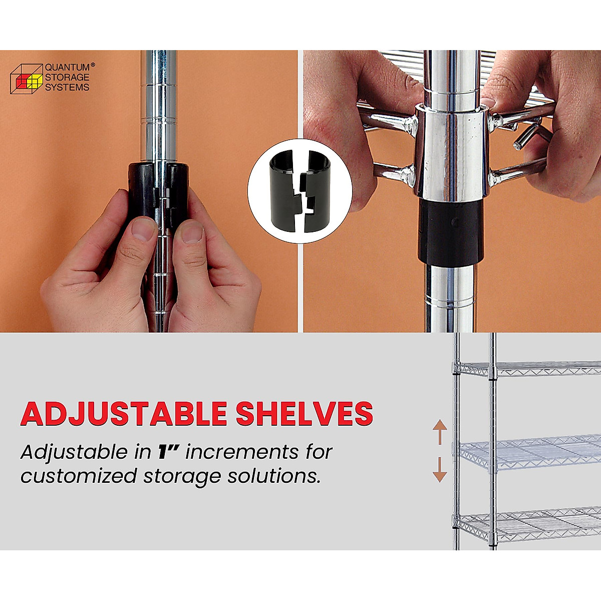 Quantum Storage Systems WR54-1236GY-5 Wire Shelving 5 Shelf Starter Units, 12" x 36" x 54", Gray Epoxy