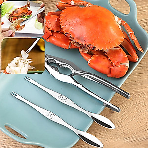 Crab Crackers and Tools, Lobster Crackers and Picks Set, 9Pcs Seafood Tools Set - Crab Leg Cracker Tool/Nut Crackers, Crawfish Sheller, Crab Leg Forks, Scissors & Storage Bag, Seafood Boil Utensils