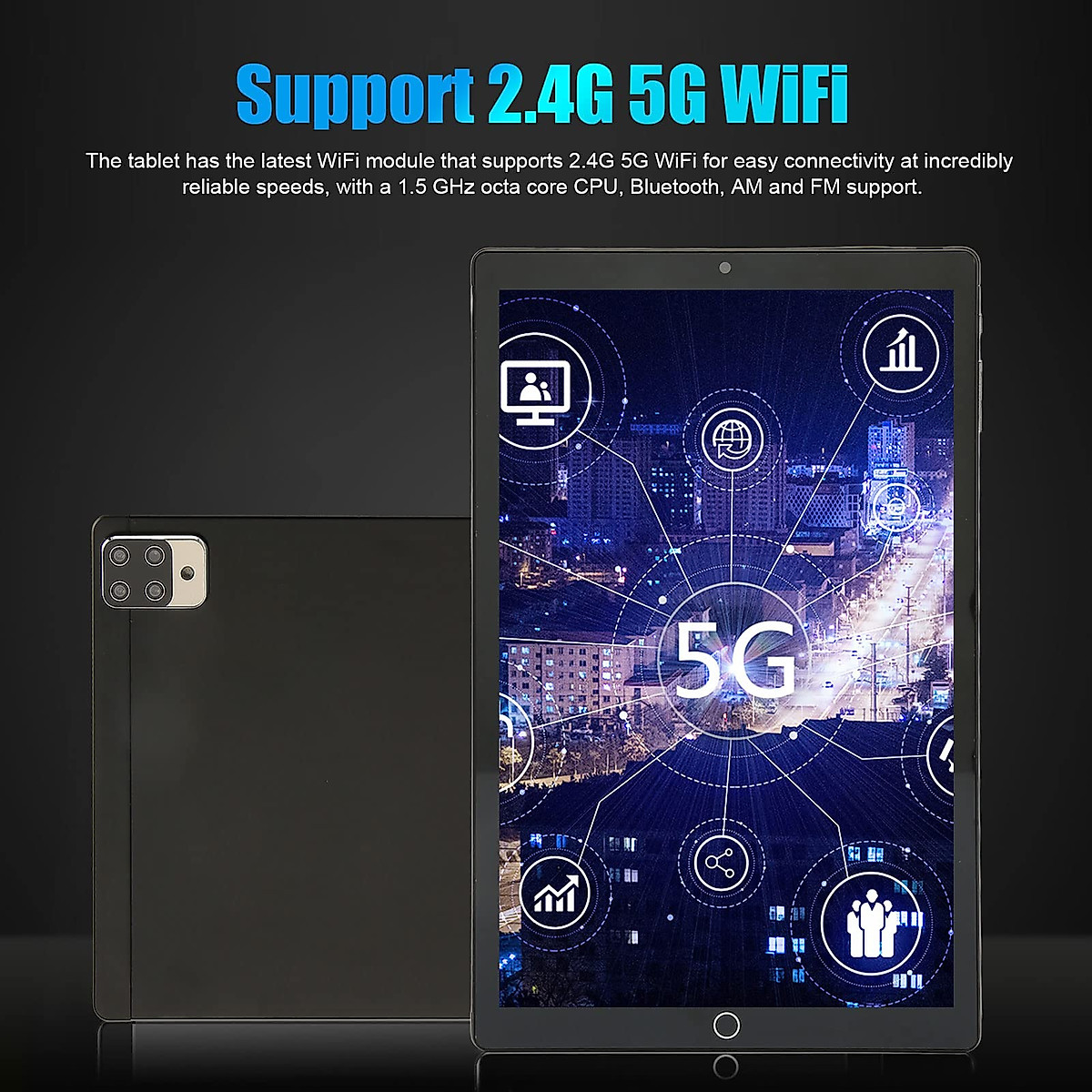 Naroote 10.1 Inch Tablet MT6753 Octa Core Tablet 100-240V (US Plug)