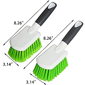 ITTAHO 2 Pack Wheel Brush, Include Two Type of Bristles-Soft Gentle & Stiff Bristles,Car Interior Detailing Cleaning Brush, Carpet and Upholstery Tire Cleaner for Seat Boat Truck SUV Moto Vehicle