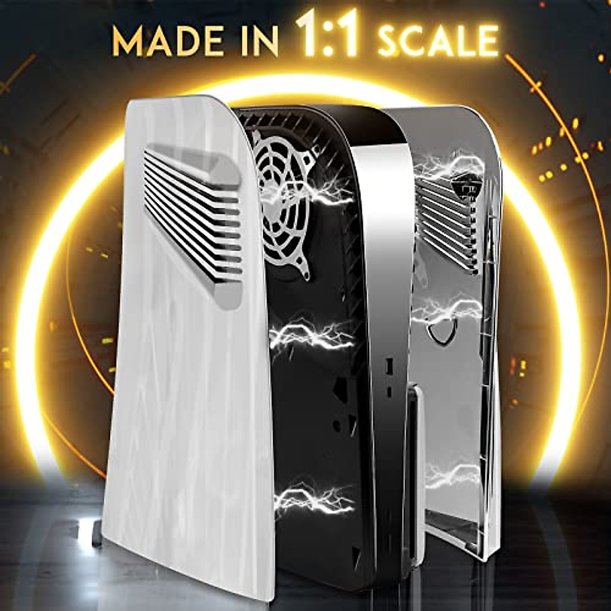 SIKEMAY PS5 Cover Plates for Playstation 5 Console Disc Edition, PS5 Accessories Face plates Side Shell with Cooling Fan Vents, Hard Shockproof Protective Custom Dust Skin Covers Case (Plating Silver)