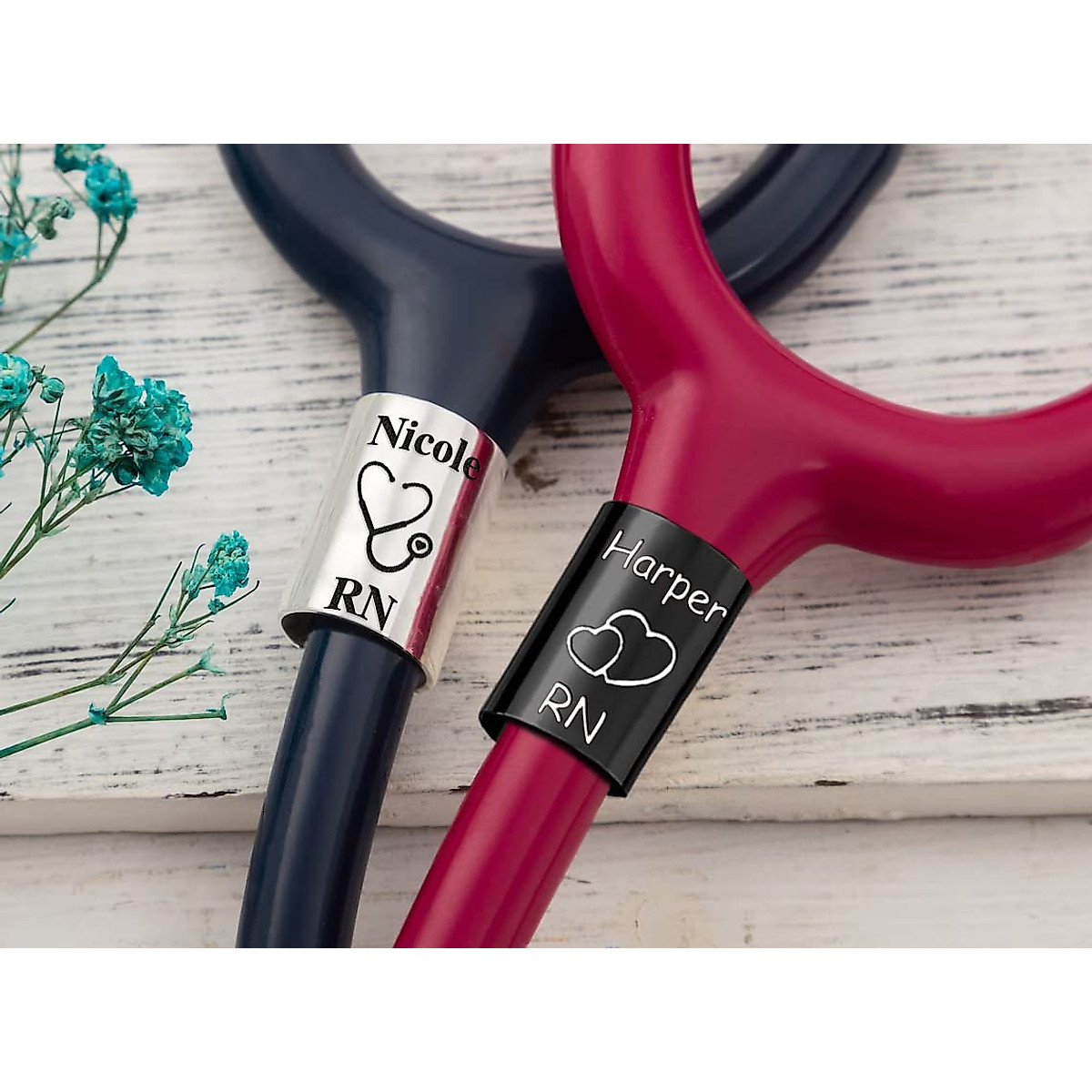 Stethoscope Name Tag Personalized Nurse Gifts Engraved Name Text ID Charm for Nurse Doctor Medical Students