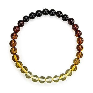 Amber Culture Amber Stretch Bracelet - Handmade 5mm Beads 100% Baltic Natural Baltic Amber Stone - Unisex with Gift Box Multiple Colors