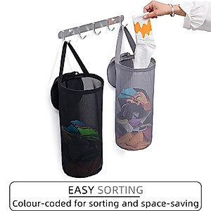 MIFNRO Large Capacity Sock Laundry Bag With Wire Construction Opening Use YKK Zipper Tote Bag Bathroom Hanging Suitable For Underwear, Socks Fine Mesh Laundry Bag 1 Black