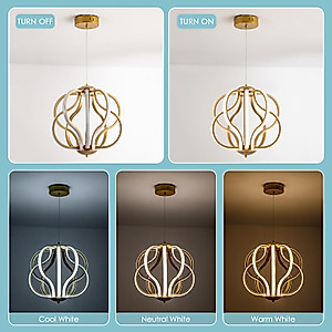 CHYING Modern LED Chandelier Remote Control 10-Light Gold Chandelier Dimmable Pendant Light for Dining Room Kitchen Foyer Entryway 3000K-6000K
