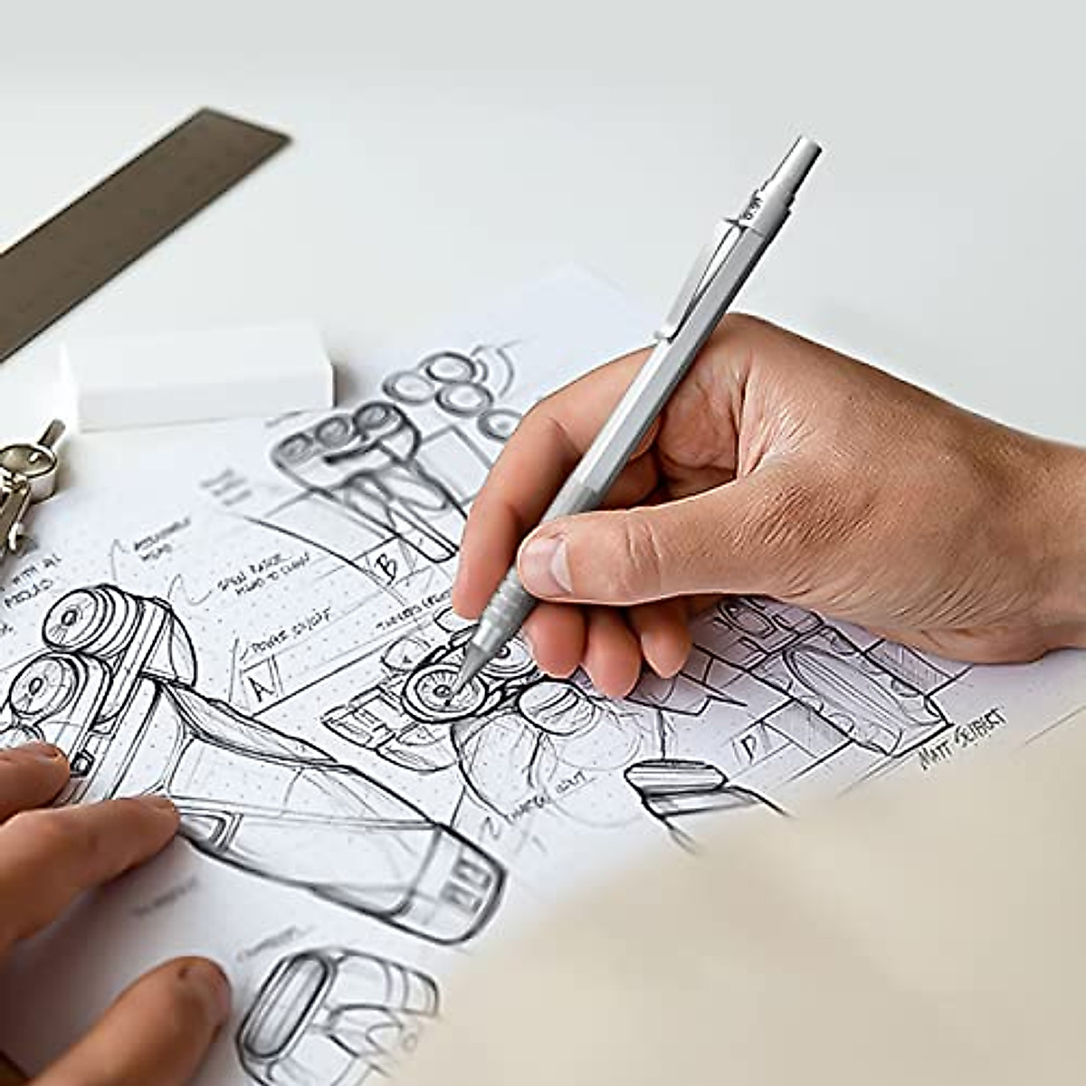 Nicpro Metal 0.9 mm Mechanical Pencils Set with Case, with 3PCS 0.9mm Drafting Pencil, 6 Tubes HB Lead Refills, 3PCS Erasers, Erasers Refills for Adults, Children, Artist Writing, Drawing, Sketching